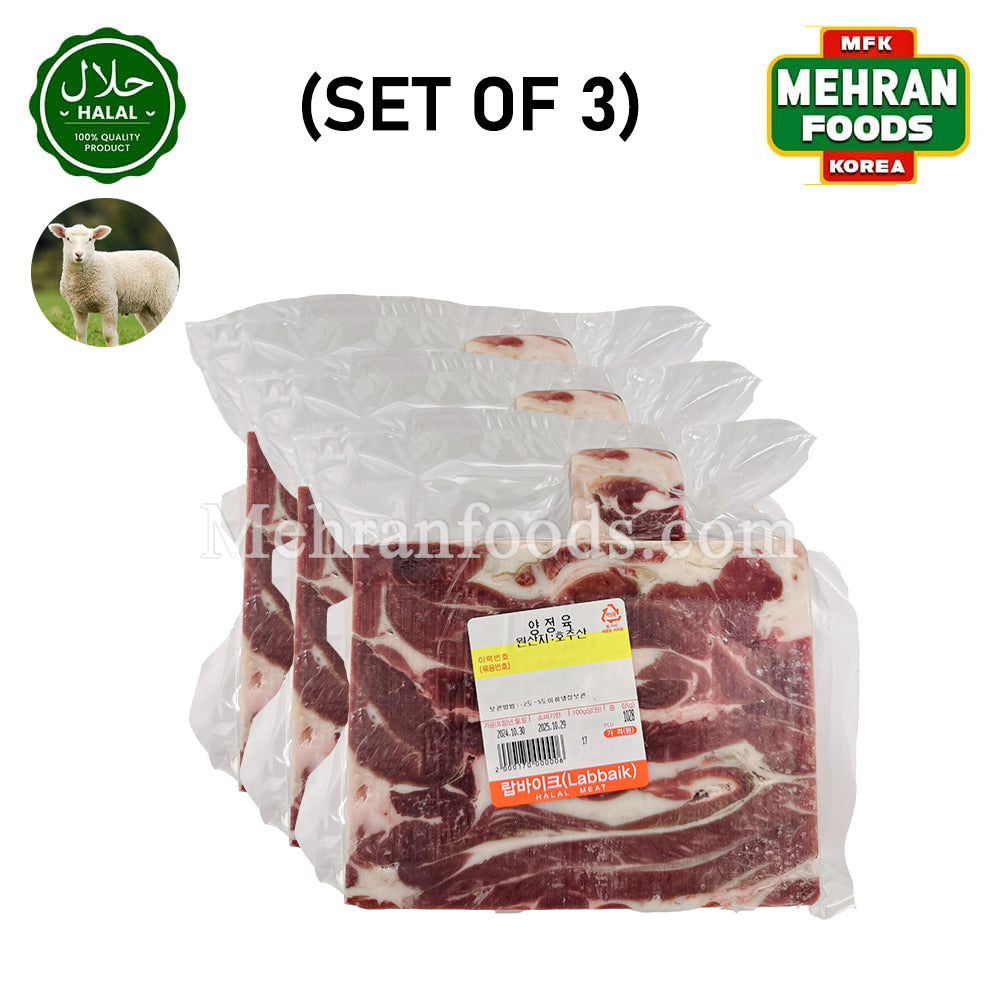 LABBAIK Halal Fresh Lamb Boneless Meat 1kg (Set of 3) 3kg / 뼈 없는 양고기 ...