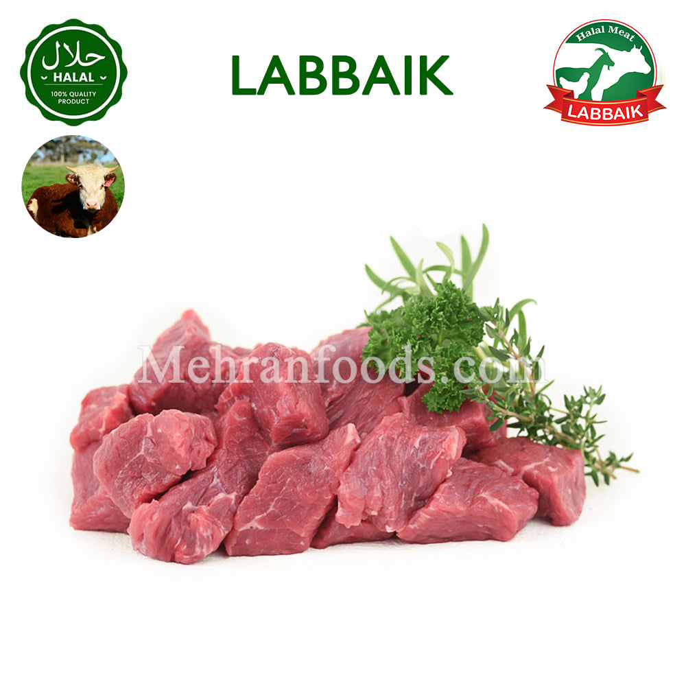 LABBAIK Halal Fresh Boneless Beef Cubes 2.4kg | Mehran Foods Korea